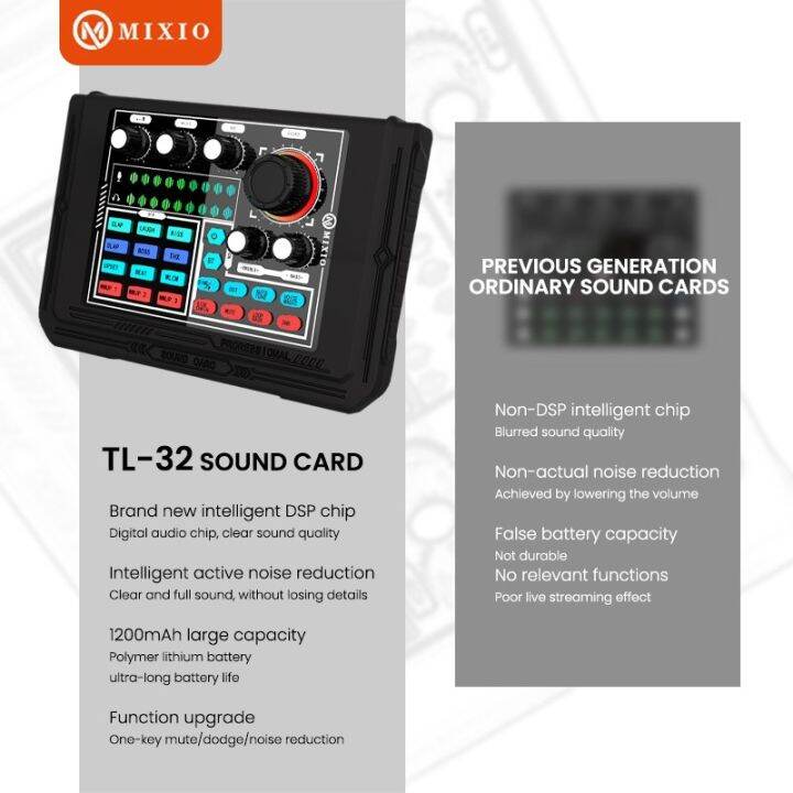 MIXIO TL-32 Live Soundcard Live Audio Mixer Recording Bluetooth ...