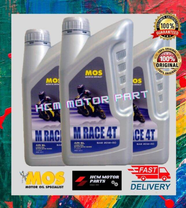 MOS M RACE 4T SAE 20W-50 1Litre Motorcycle Engine Oil Minyak Hitam 4T ...