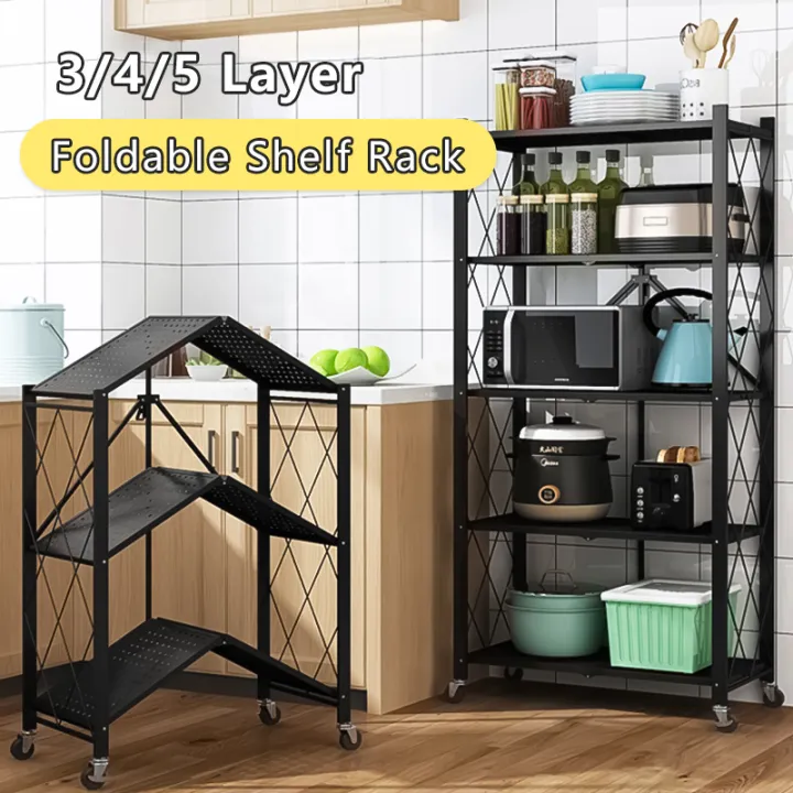 Manggo 3 4 5 Layer Folding Shelf Rack Multi Layer Foldable Kitchen Pot ...