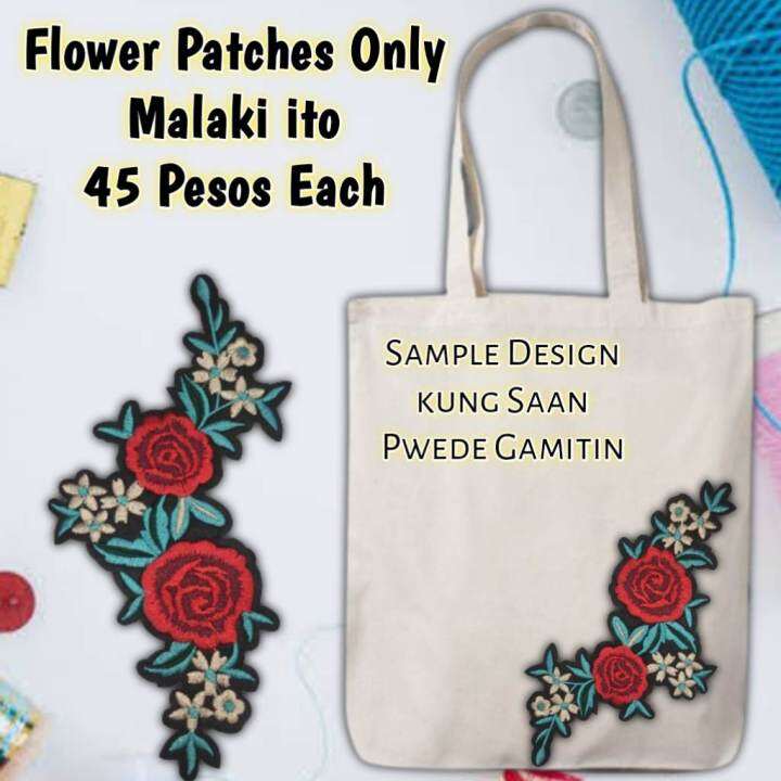 Flower Patches na Malaki Maganda Pang Design sa Tote Bag, Crop Top, at ...