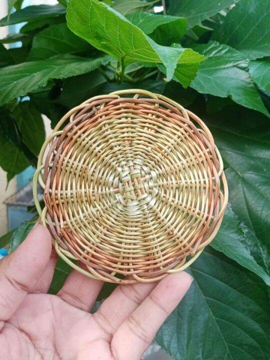 Rattan Woven Placemat Rattan Tea Coaster Round Table Mat Desktop Coffee ...