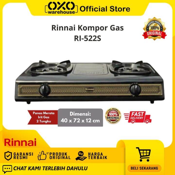 Rinnai Kompor Gas RI-522S 2 Tungku Anti Karat Garansi Resmi | Lazada ...