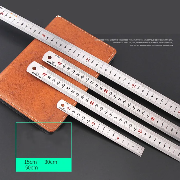 3pcs 15cm/30cm/50cm stainless steel ruler metal long ruler iron steel ...