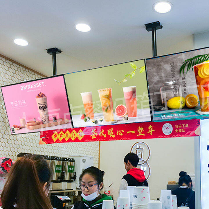 Ultra-thin TV light box billboard wall-mounted milk tea shop ordering ...