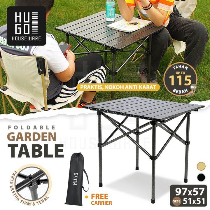 HUGO Meja Lipat Outdoor Meja Camping Portable Serbaguna Bahan Besi ...