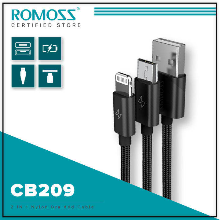Romoss All in 1 USB Charging Cable 3.5A Max Fast Charging Cord Cable ...