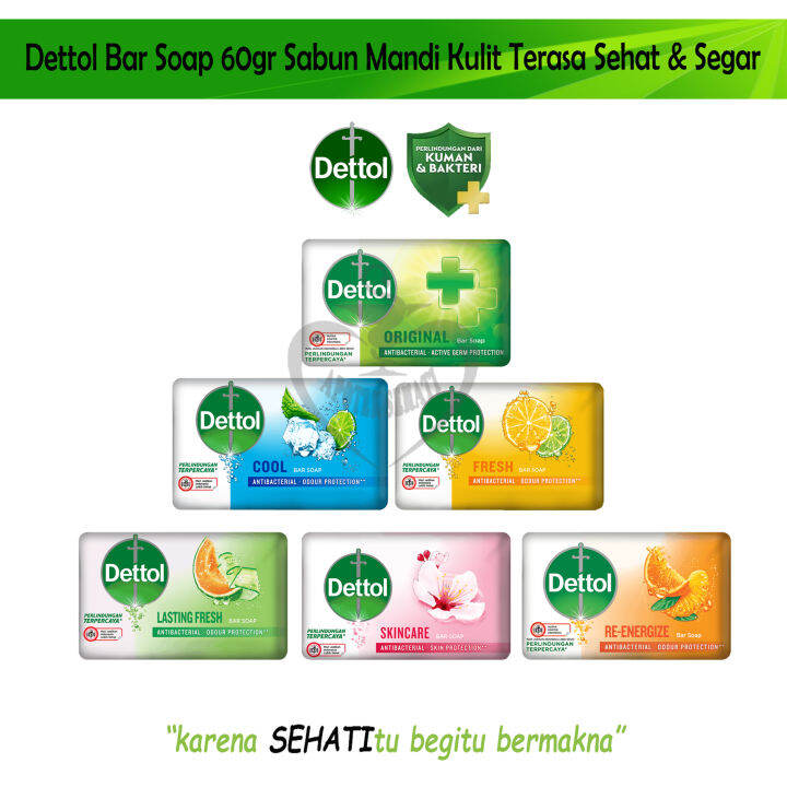 Dettol Soap 60 Gram Sabun Mandi Antibacterial Membersihkan Badan ...