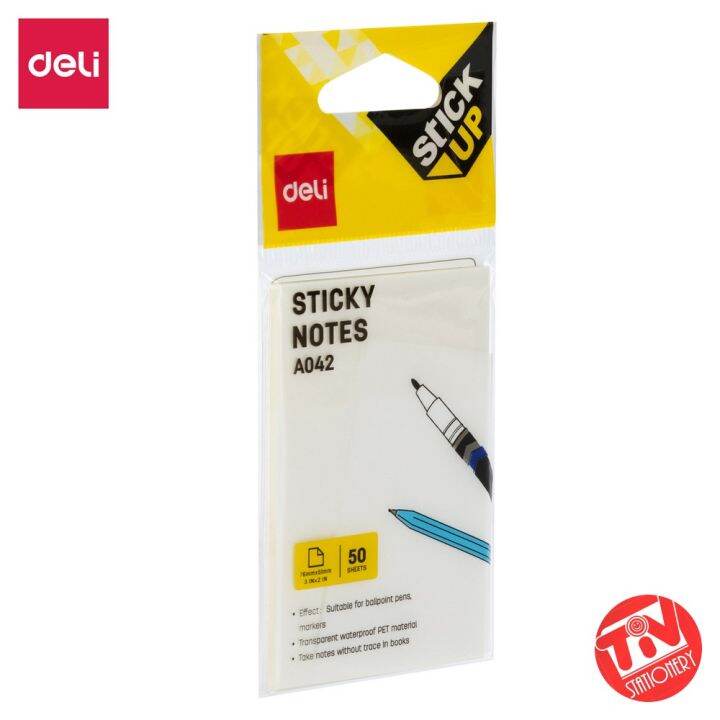 Memo Tempel / Transparent Sticky Notes Deli 76x51 mm | 50 sheets ...