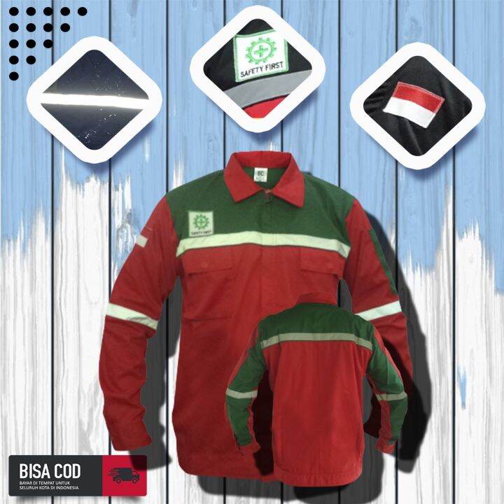 Baju Wearpack Safety Highquality Lengan Panjang Pakaian Kerja Merah ...