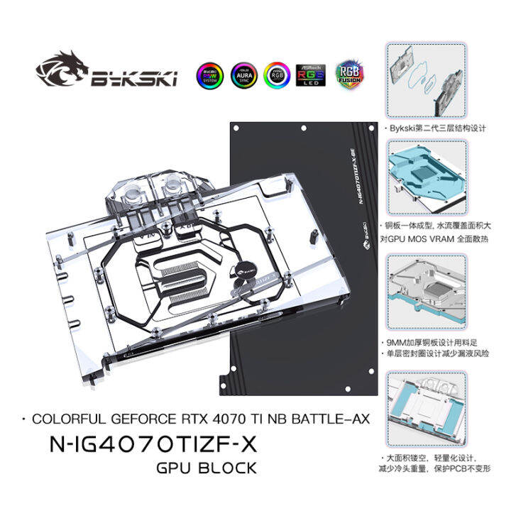Bykski GPU Block for Colorful GeForce RTX 4070 Ti NB Battle-AX Graphics ...