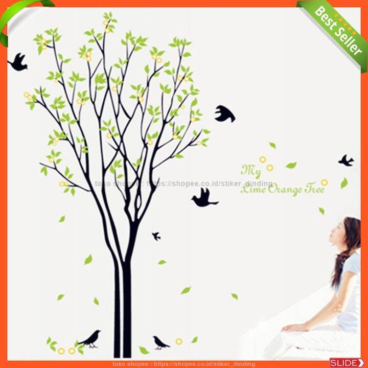 STIKER DINDING WALLSTICKER WALL STICKER POHON KAPUR SD166 | Lazada ...