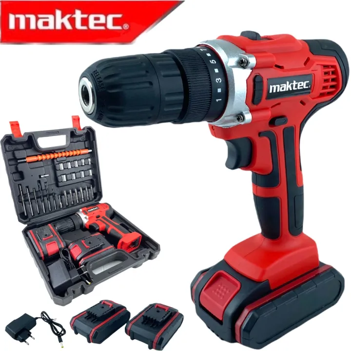 MAKTEC สว่านไร้สาย 128V 2ระบบ เจาะเหล็ก เจาะไม้ ขันน็อตสกรู เจาะปูน พร้อมอุปกรณ์ (AAA) | Lazada ...