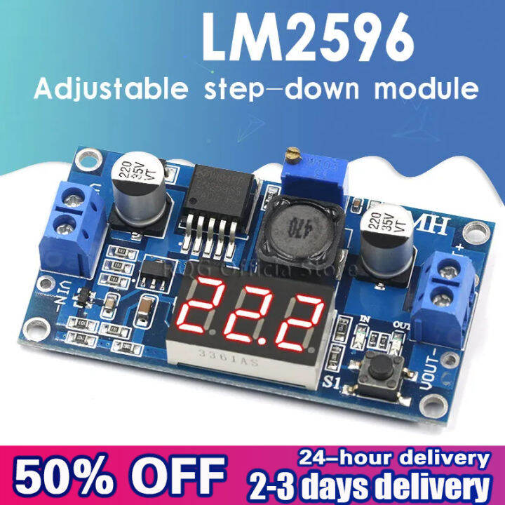 LM2596 DC-DC Step Down Module DC 4.0-40V to DC 1.25-37V Adjustable Voltage Regulator LED ...