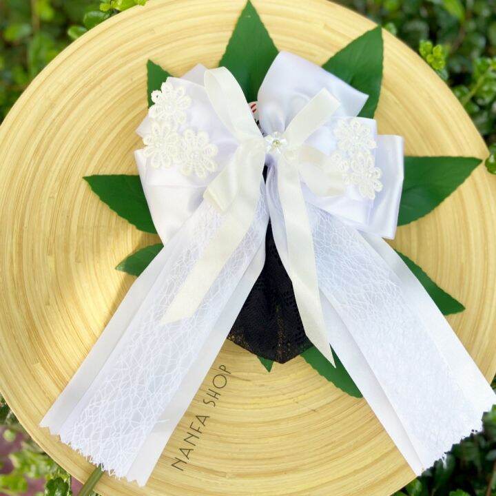 เน็ตผม รุ่นNF18 เน็ตติดผมสวยๆ เน็ตติดผมริบบิ้นแข็งทรงตัว เน็ตติดผมสีขาว ...