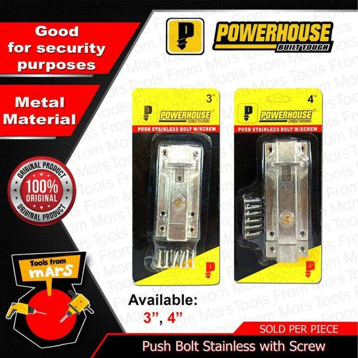 POWERHOUSE Push Bolt Stainless with Screw 3" •TFM• PHDH | Lazada PH
