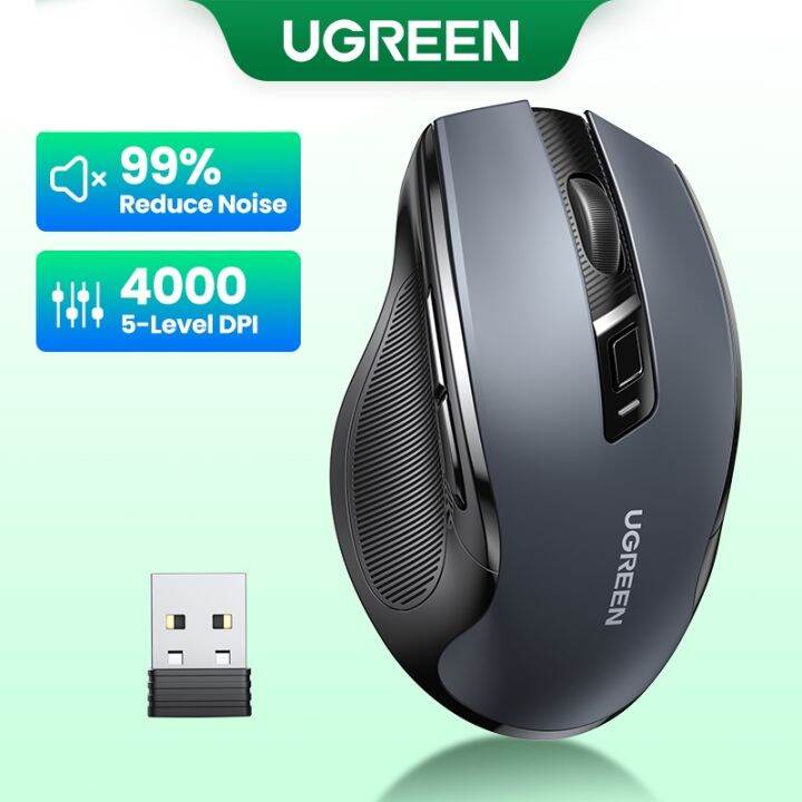 Ugreen เมาส์ไร้สาย 6 ปุ่มเสียงเงียบ Wireless Mouse 2.4G พร้อมตัวรับ ...
