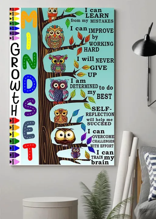 Growth Mindset Poster Wall Art for Classroom Poster Unframe Decor ...