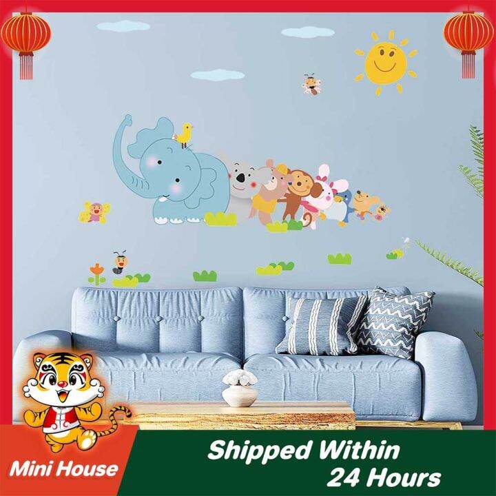 Child's Room Cartoon Animals Wall Stickers Elephant, Koala, Bear ...