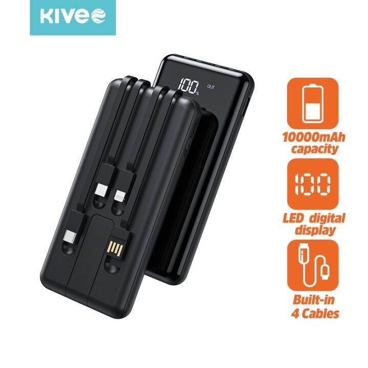 Kivee 10000mAh Power Bank Dual USB Port External Battery LED Display ...