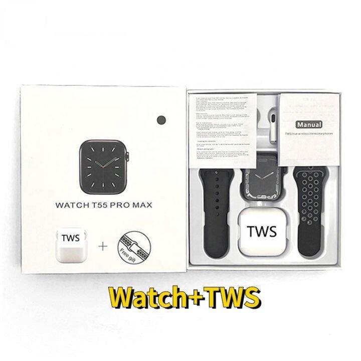 สมาร์ทวอทช์ T55 Pro 2022 Max TWS หูฟัง 2 In 1 เชื่อมต่อบลูทูธ โทรได้ 1.4 นิ้ว | Lazada.co.th