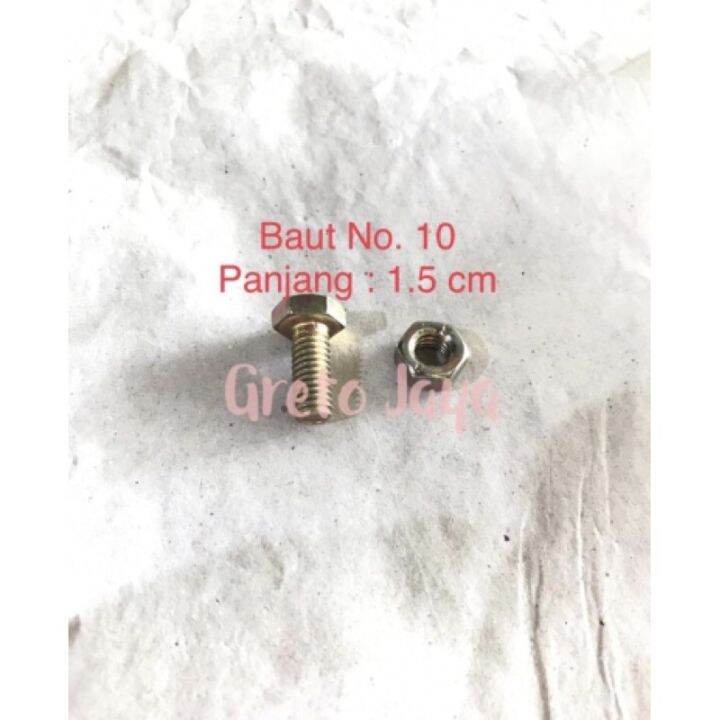 ( Baut 10 Panjang 1.5cm ) Baut Kuning Mur Plat Nmr Nomer Nomor 10 ...