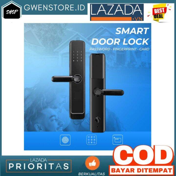 Gagang Pintu Rumah Digital Password Fingerprint Sidik Jari Smart Door Lock Elektrik Rumah Mewah ...
