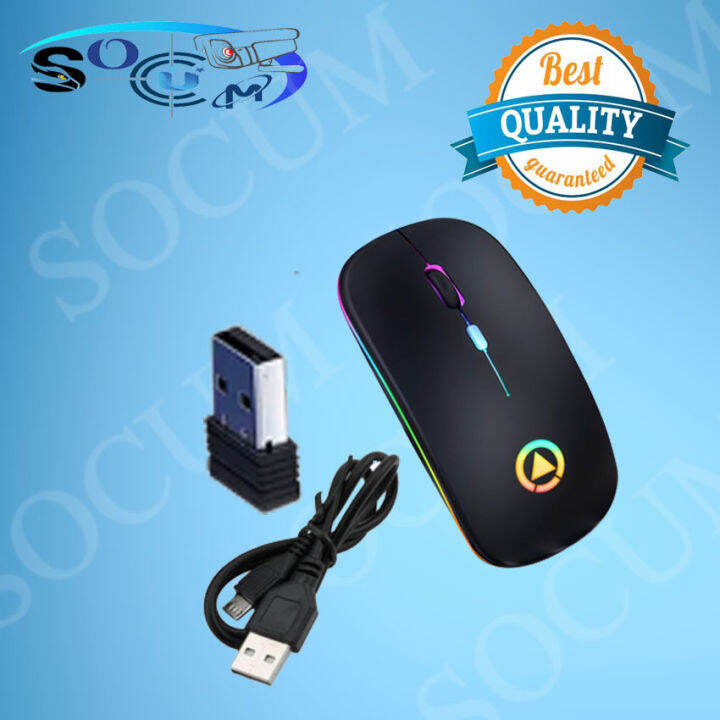 A2 Rechargeable Wireless Silent Mouse With Colorful Light Breathing ...