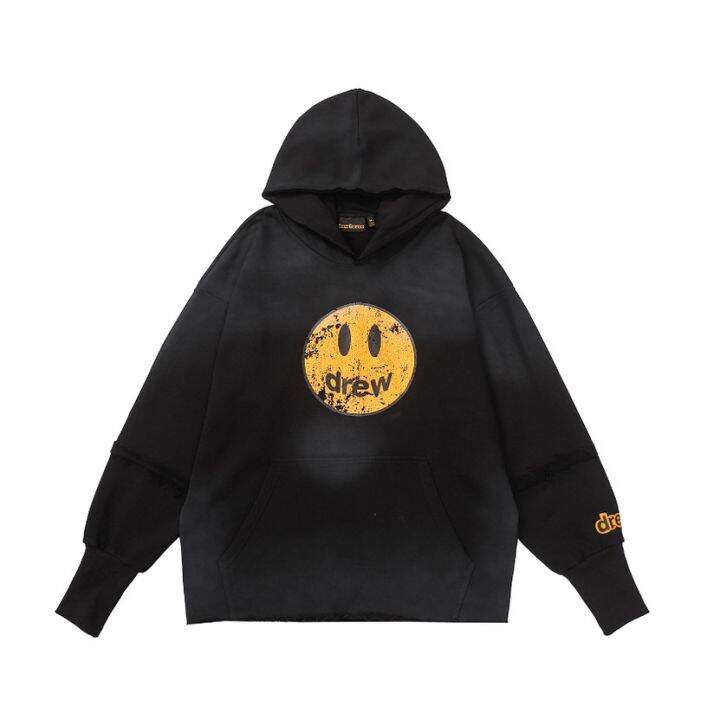 เสื้อกันหนาวแขนยาวลําลอง มีฮู้ด ลาย DREW Smiley สไตล์สตรีท สําหรับ ...