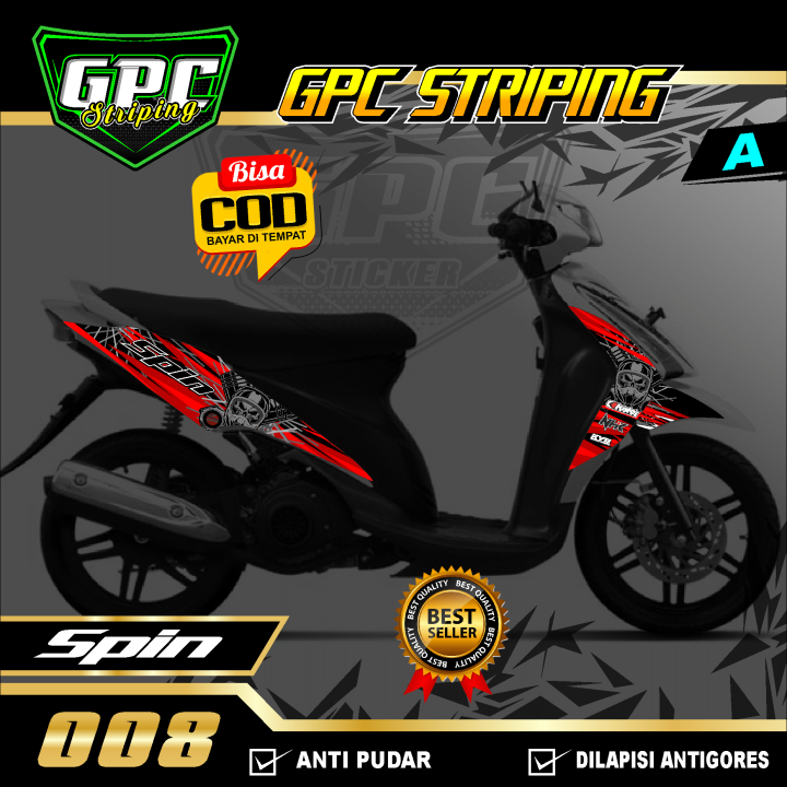Sticker Striping Sticker Lis Variasi Suzuki Spin -Desain Skull GPC 008 ...