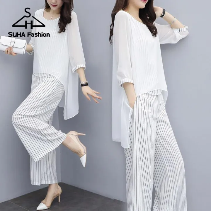 SUHA Korean Summer Beach Outfit Casual Attire Coordinates Square Pants ...
