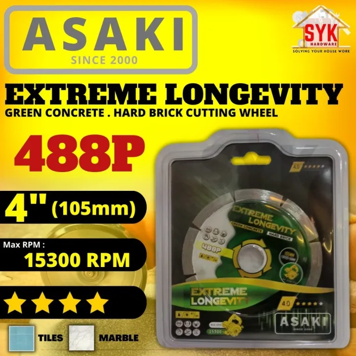 SYK ASAKI 488P 4" (105mm) Extreme Longevity Green Concrete & Hard Brick ...