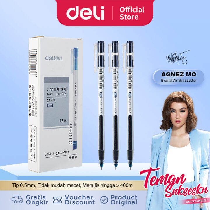 Deli Gel Pen Pulpen Gel warna Hitam 0.5mm A426 | Lazada Indonesia