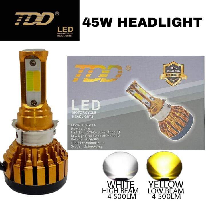 TDD E06 HEADLIGHT YELLOW/WHITE FOR MOTORCYCLE WITH FAN 45wtts | Lazada PH