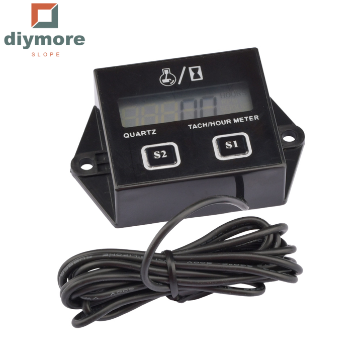 diymore slope Digital Engine Tach Hour Meter Tachometer Gauge Engine RPM LCD Display For ...
