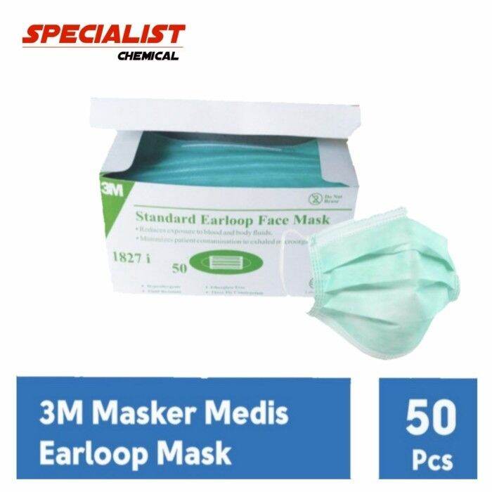 3M 1827i Earloop Surgical Mask 3 Ply Masker Medis - Box isi 50 pcs ...