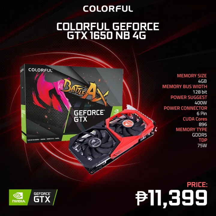 Colorful GeForce GTX 1650 NB 4GB 128 Bit GDDR5 896 Cuda Cores | Lazada PH
