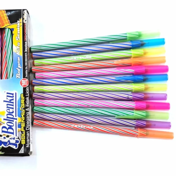 Pen Lilin Bolpenku Tinta Hitam Grip dan Spiral 1 Pak isi 12 Pcs ...