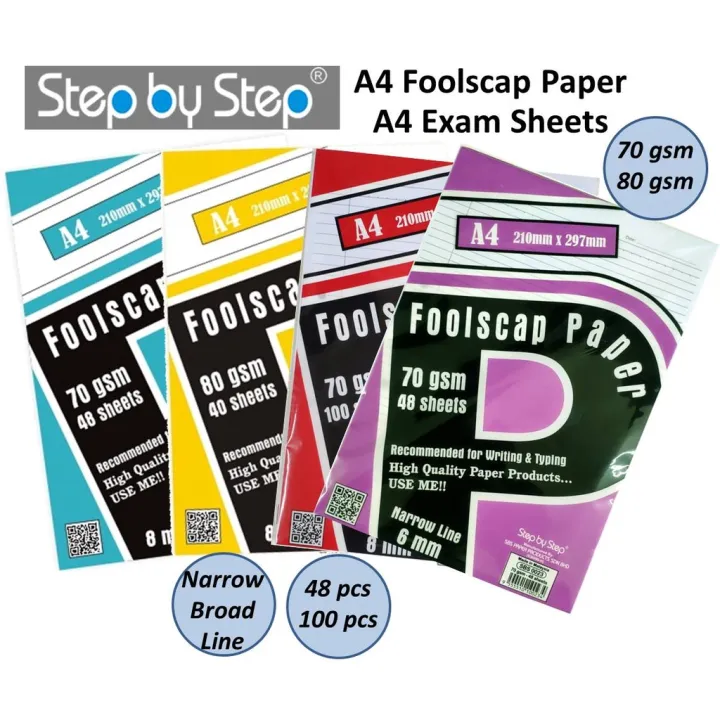 SBS A4 Exam Sheets Foolscap paper 70gsm 48sheets 80gsm 40sheets single ...