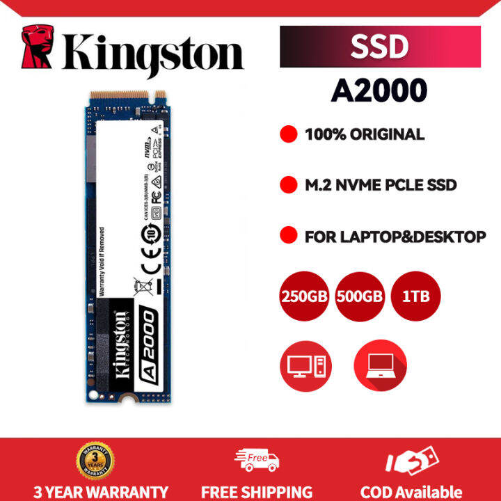 Kingston A2000 SSD 250GB 500GB 1TB M.2 2280 NVMe PCIe SSD Internal ...
