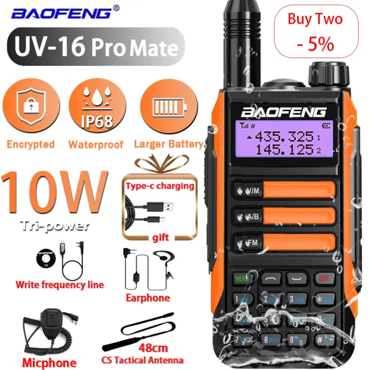 2022 Baofeng UV16 Pro Mate 10W V2 Version VHF UHF Dual Band Two Way CB ...