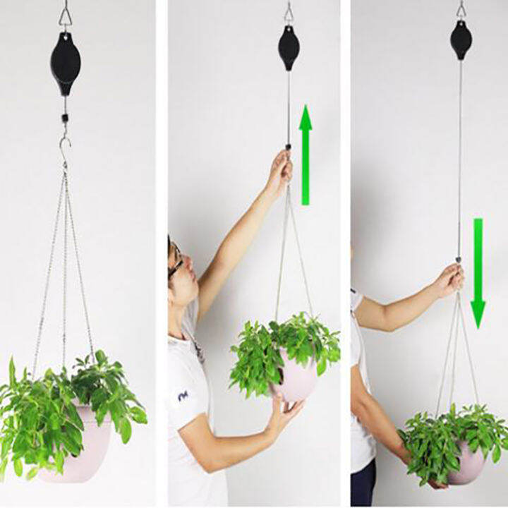 Flower Retractable Garden Pulley Basket Pull Down Hanging Hanger Plant ...