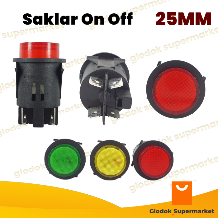 Tombol Power On Off Saklar 25mm Push Button Switch Self Locking ...