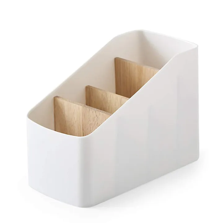 Wood Plastic Remote Control Holder Caddy,Detachable 4 Compartments ...