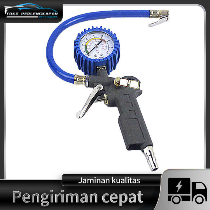 Tire Inflator Air Pressure Gun Isi Angin 3 in 1 Gauge Kit Alat Pengisi ...