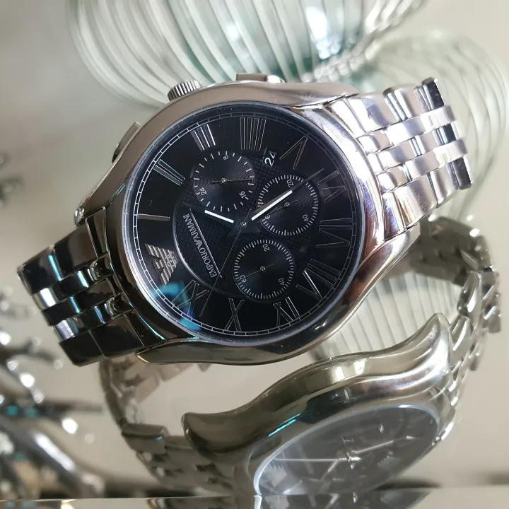Original Emporio Armani Classic Chronograph Black Dial Stainless Steel ...