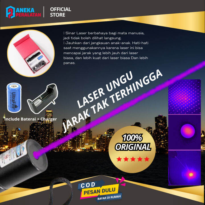 UltraLaser Laser Pointer Purple Ungu Jarak Jauh 303 Baterai Charge ORIGINAL | Lazada Indonesia