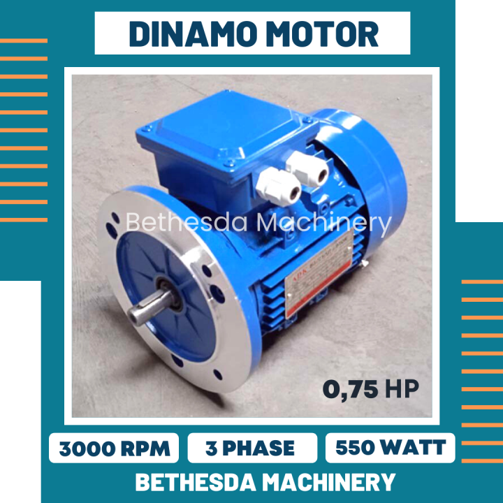 Elektro motor Dinamo 3 phase 3000 rpm 0.75 HP flange mounted B5 ...
