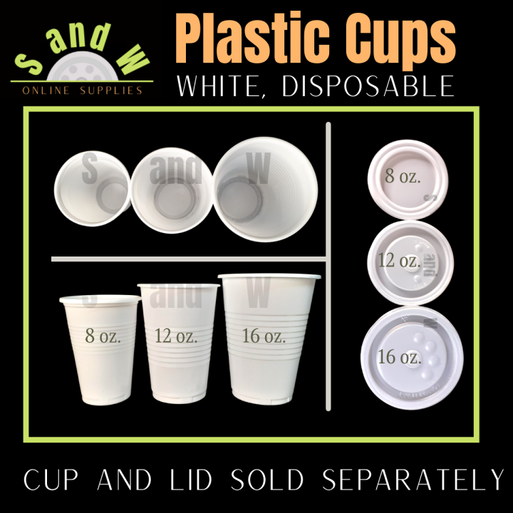 Plastic cups White, 25 Pieces, Lids 25 Piecess sold separately ...