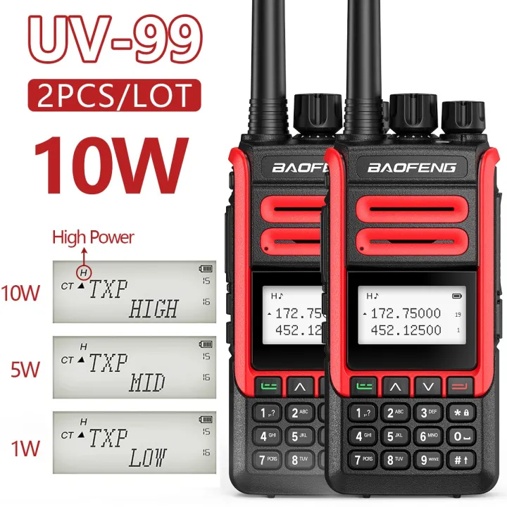 COD 2PCS Real 10W Baofeng UV-99 Walkie Talkie Powerful Portable Two Way ...