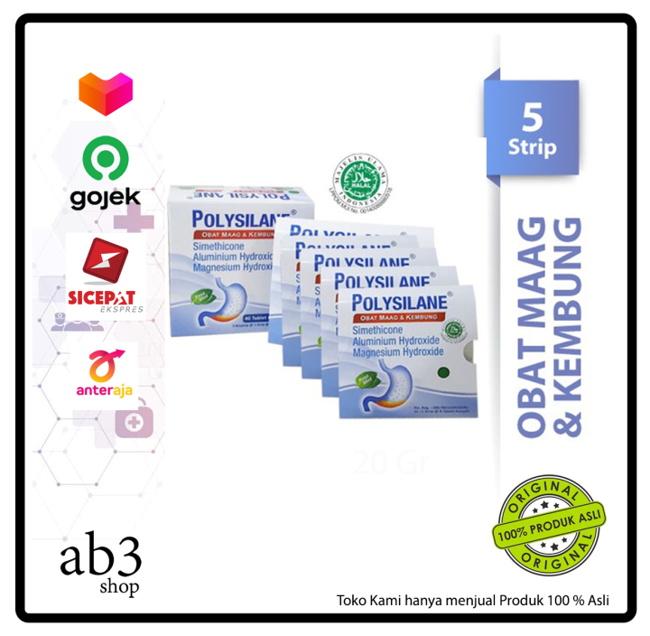 POLYSILANE TABLET / POLISYLANE KAPLET / 5 STRIP X 8 TAB - OBAT MAAG ...